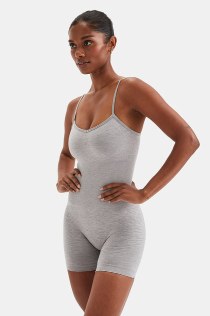SCULPT SEAMLESS SCRUNCH UNITARD - LIGHT GREY MARL – TALA