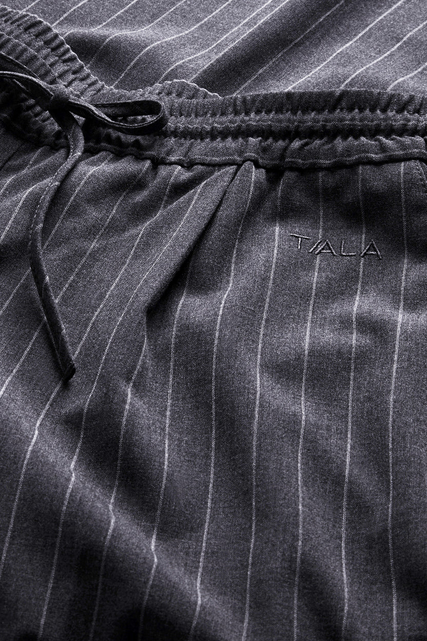 Drawstring Wide Leg Trousers - Charcoal Grey Stripe – TALA